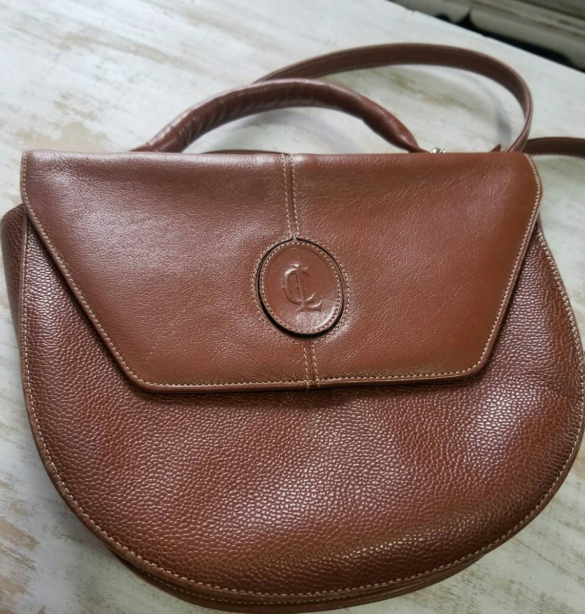 Claude Gerard Cognac Leather Saddlebag Crossbody Purse, Classic ...