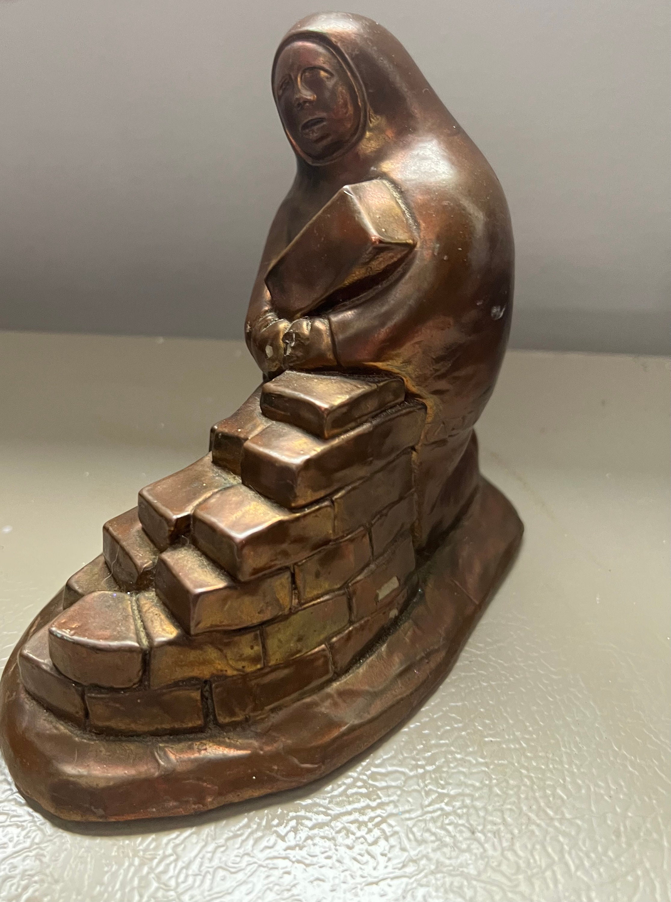 Inuit Figure Building an Igloo Sculpture copper Finished Made - Etsy