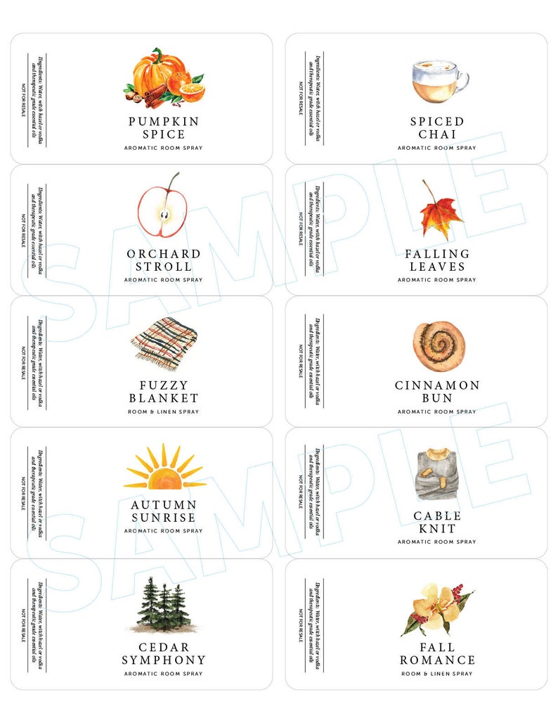 Fall Room Spray and Linen Spray Labels & Recipes PRINTABLE - Etsy