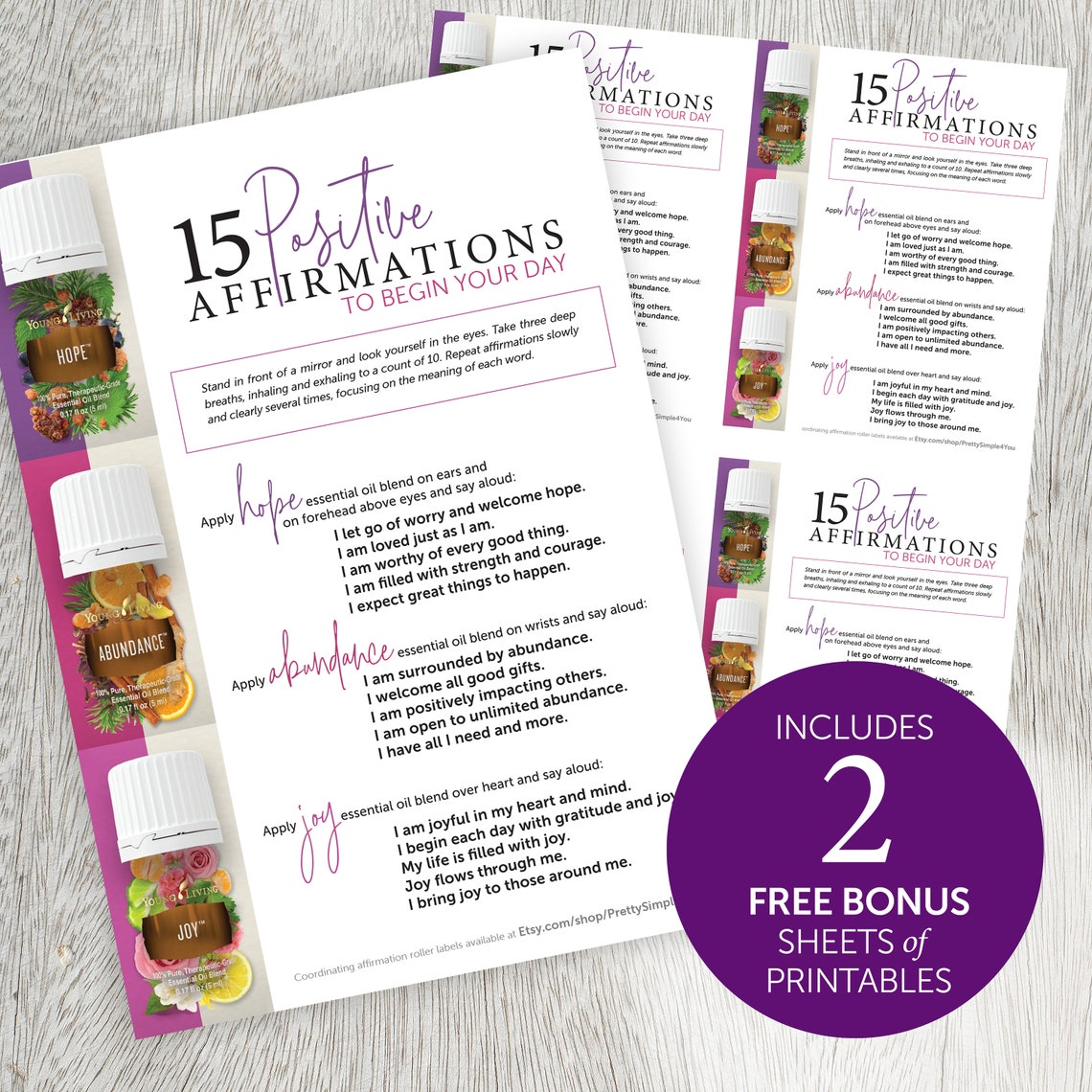 Positive Affirmation Roller Labels — PRINTABLE Hope, Joy and Abundance ...