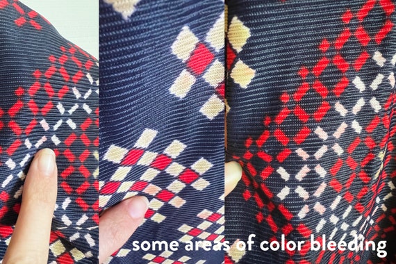 1970s Vintage poly dress geometric pattern - Gem