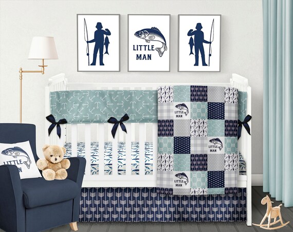 Fishing Nursery Bedding Boy Crib Bedding Set Bass Fishing | Etsy