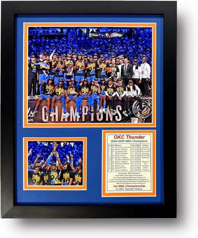 Oklahoma City OKC Thunder |2024-2025 NBA Champions | Framed Double ...