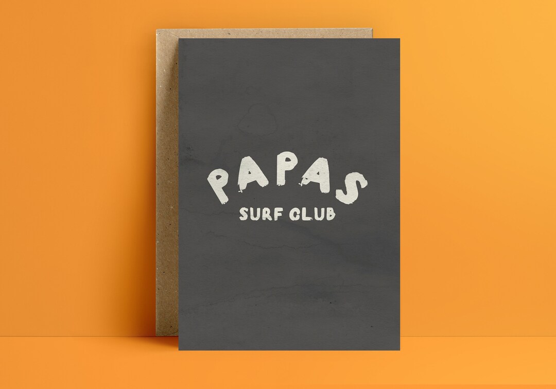 Papa's Surf Club Grey Watercolour Ocean Inspired Surf Art Greetings ...