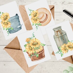 Sunflower Watercolor Card Set / Blank Note Cards / Folded Notecards ...
