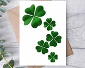 Shamrock Four Leaf Clover Card Set / Blank Note Cards / Folded - Etsy