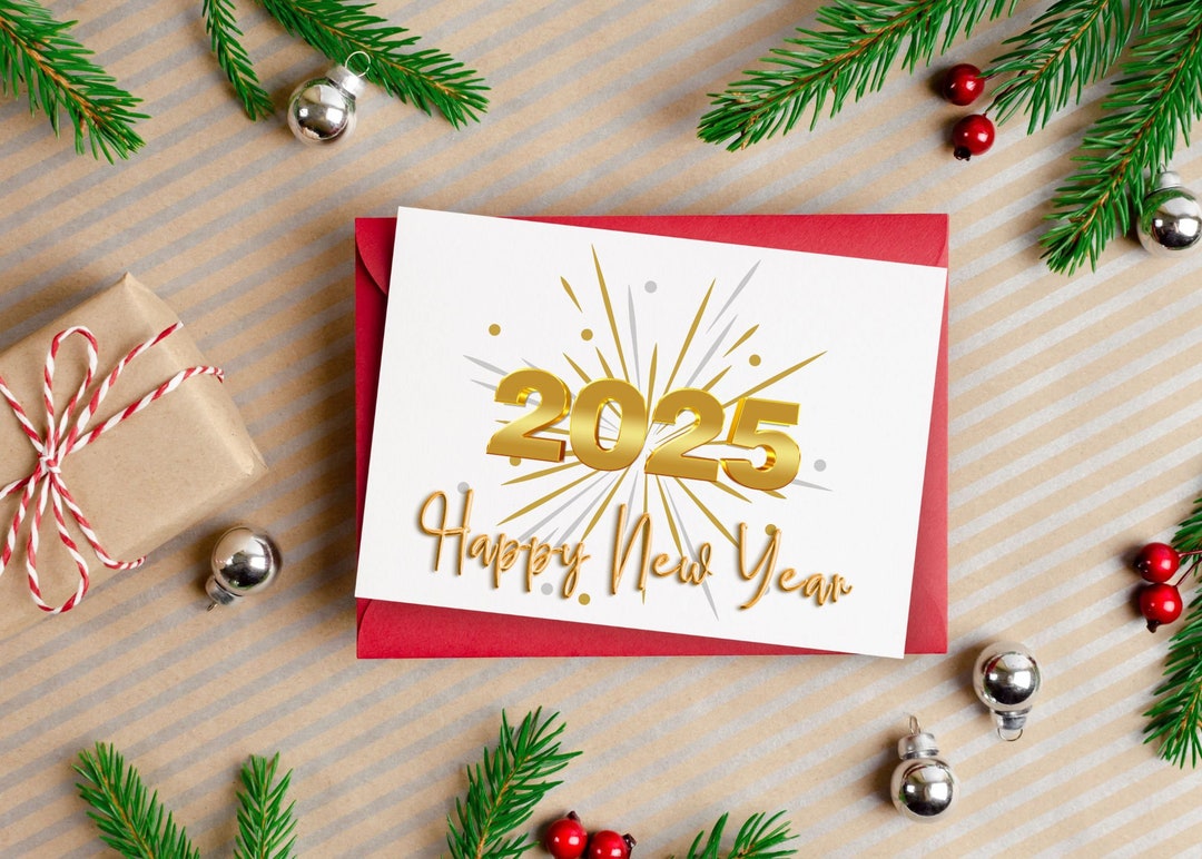 New Years 2025 Card Set / Blank Note Cards / Folded Notecards / Thank ...