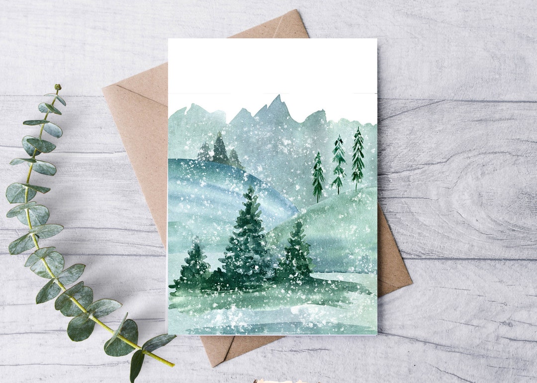 SNOW KISSED Evergreen Forest Woods Rustic Card Set / Blank Note Cards ...