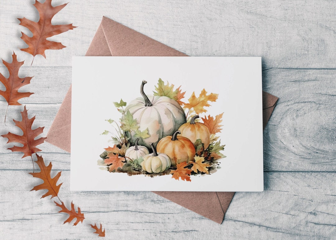 Autumn Fall Cards Thanksgiving / Luxury Linen Textured Card / Blank ...