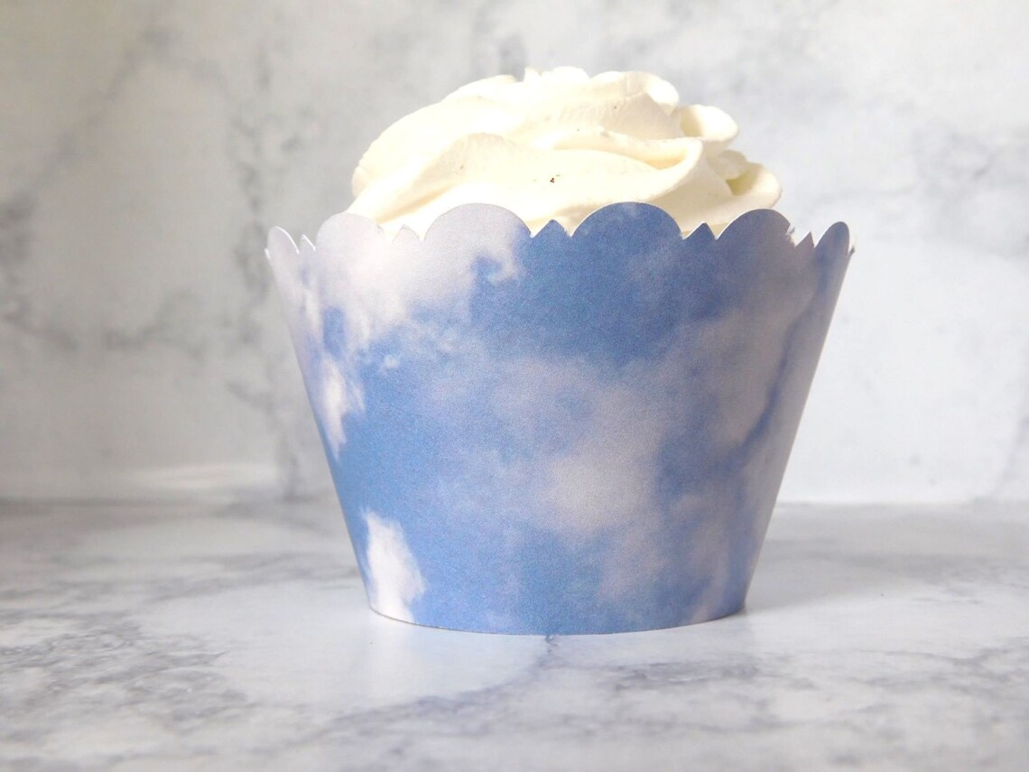 CLOUD Cupcake Wrappers Scalloped Edge Smooth Finish Baby - Etsy