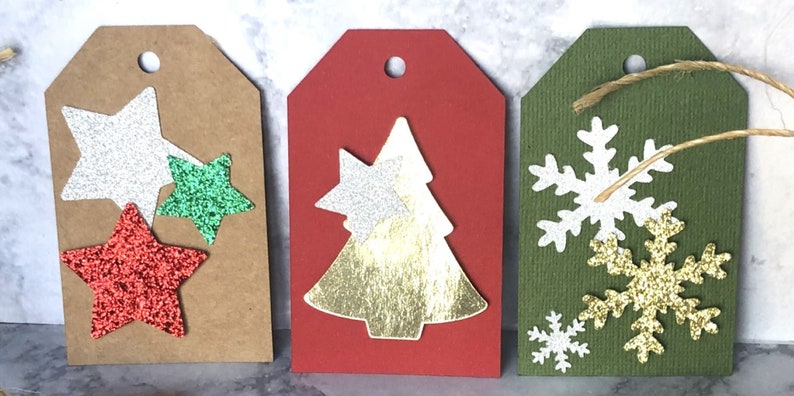 Gift Tag Set, Set of 12, 3D Foil Glitter Holiday Christmas Gift Tags ...