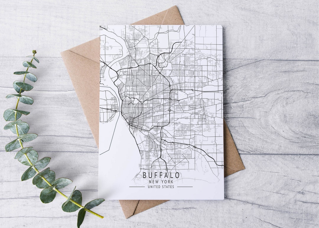 Buffalo City Map Sketch / Blank Note Cards / Folded Notecards / Thank ...