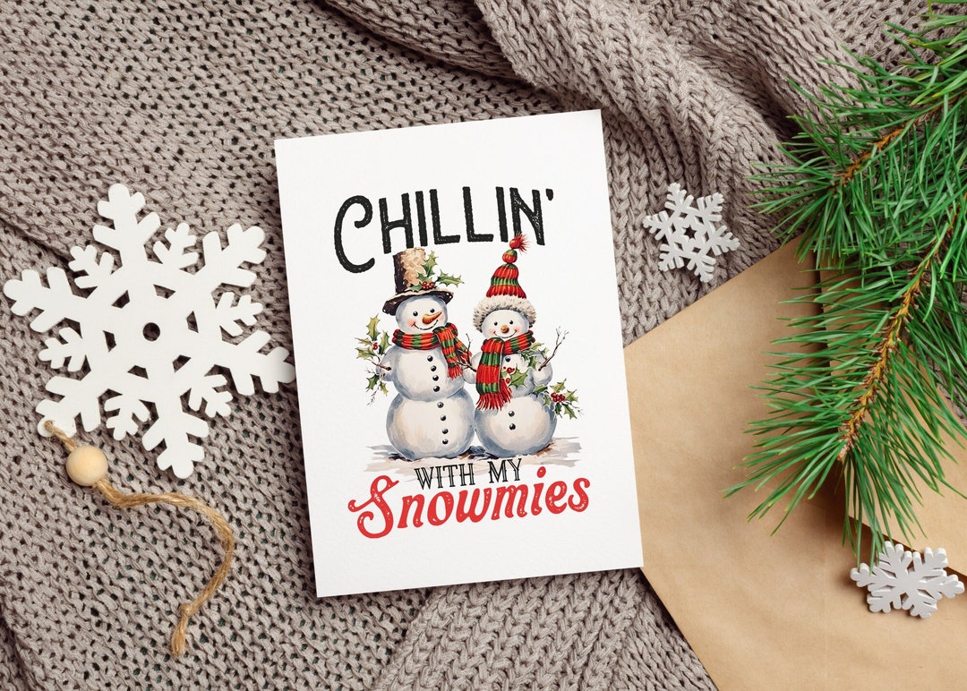 Vintage Style Snowmen Christmas Cards / Luxury Linen Textured Card ...