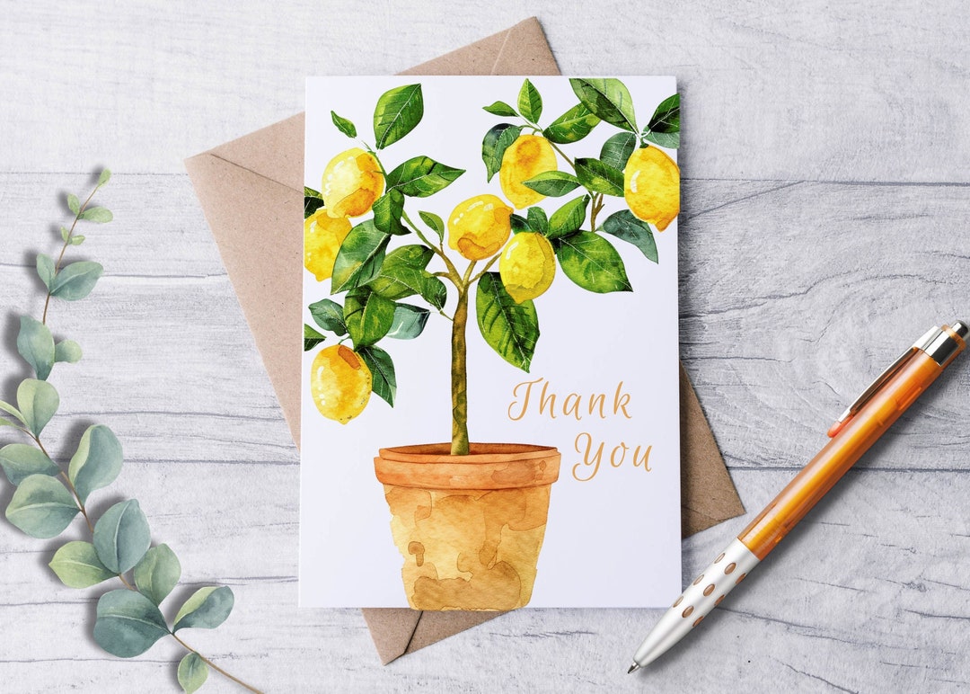 Limoncello Lemon Thank You Card Set - Amalfi Coast Note Cards ...