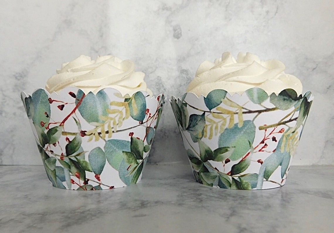 EUCALYPTUS Sage Green Cupcake Wrappers Scalloped Edge Smooth - Etsy