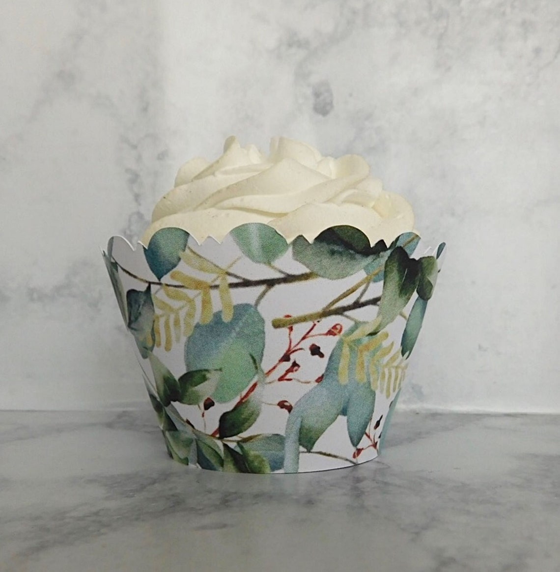 EUCALYPTUS Sage Green Cupcake Wrappers Scalloped Edge Smooth Finish ...