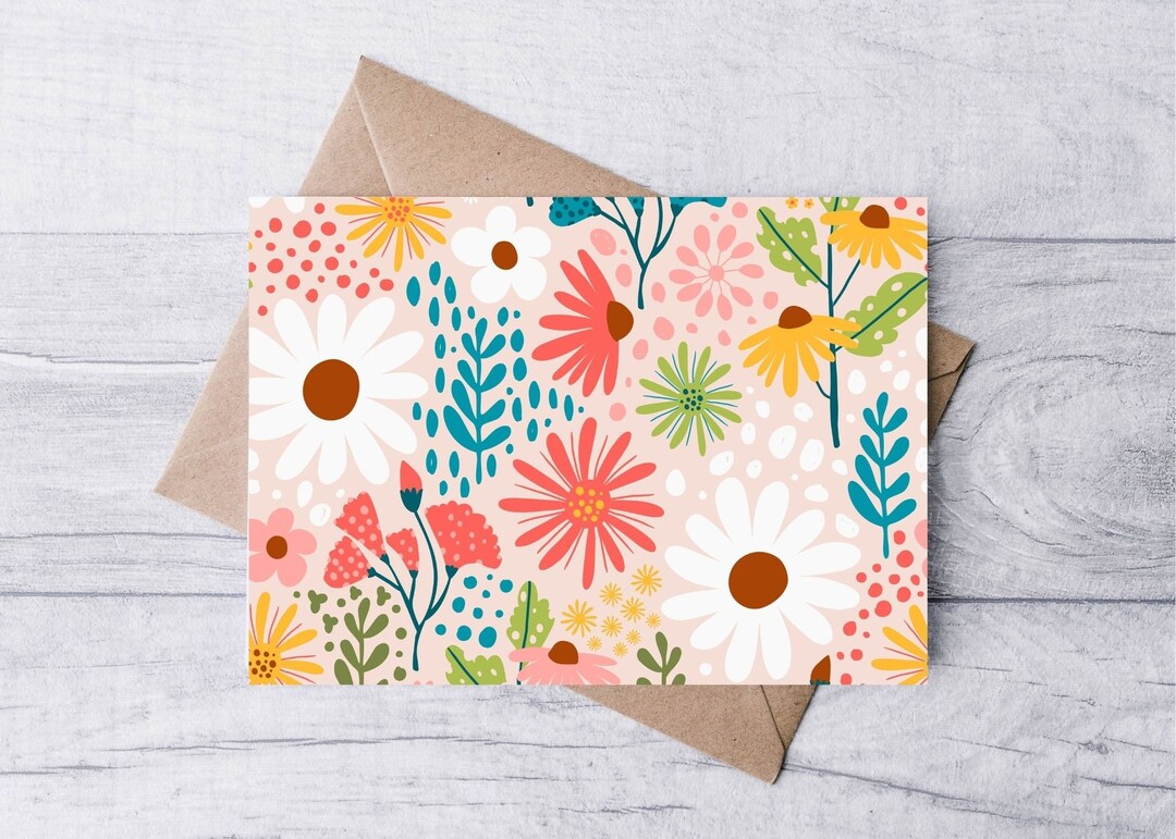 Boho Wildflowers Floral Boxed Card Set / Blank Note Cards / Folded ...