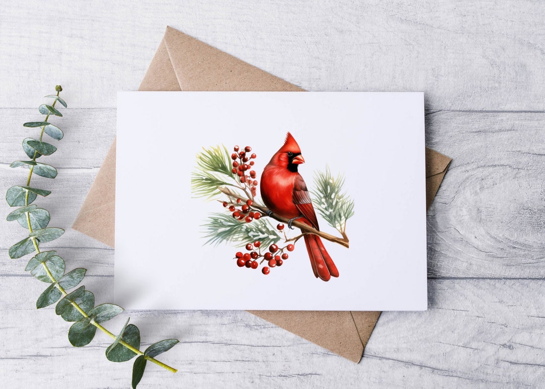 Red Cardinal / Holiday Card Set / Luxury Linen Textured Card / Blank ...