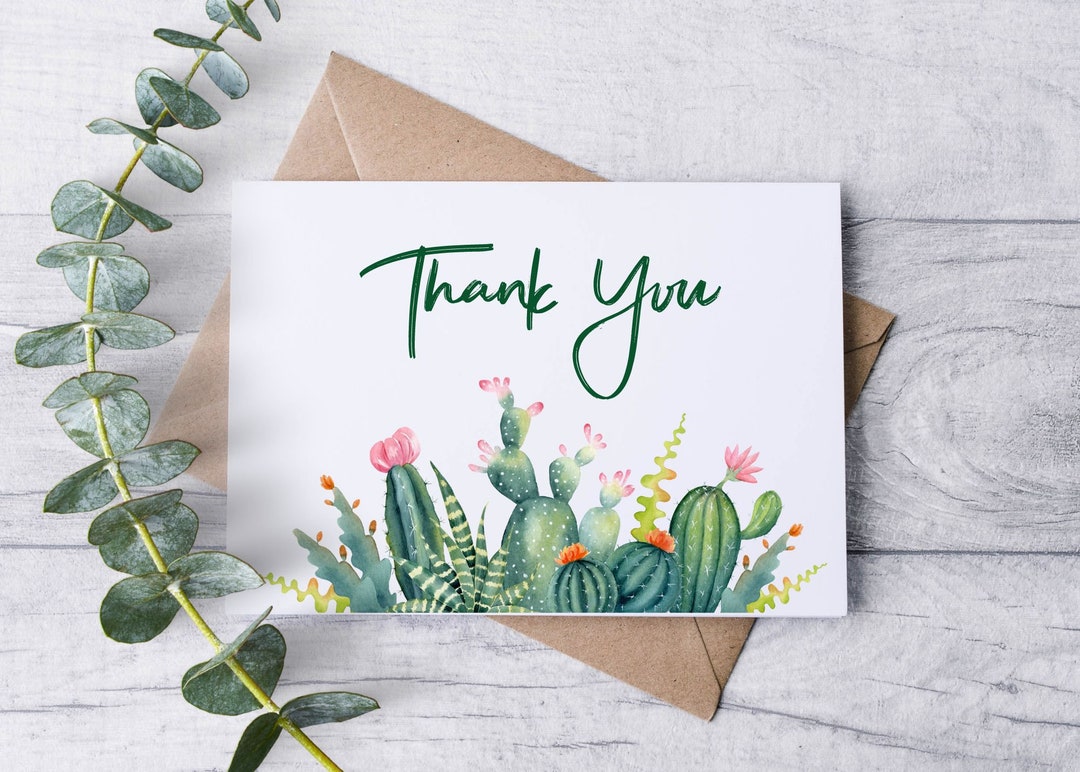 SUCCULENTS CACTUS Thank You Card Set / Blank Note Cards / Folded Note ...