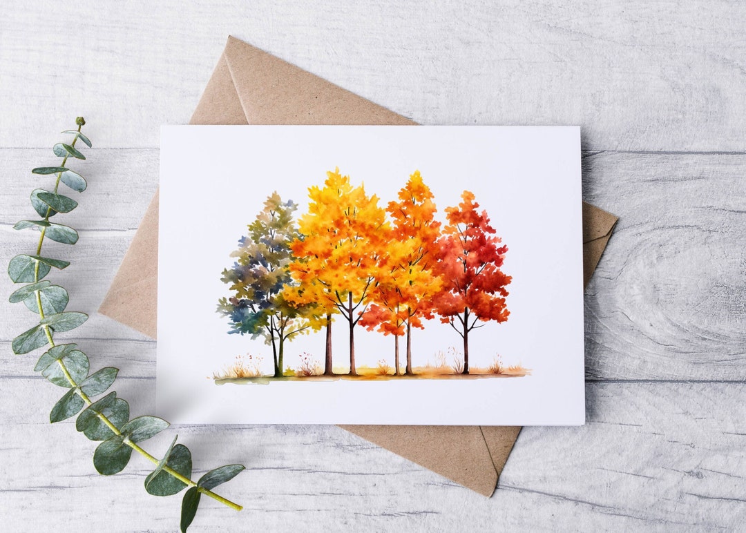 Breathtaking Autumn Fall Cards: Luxury Linen Textured Blank Note Cards ...