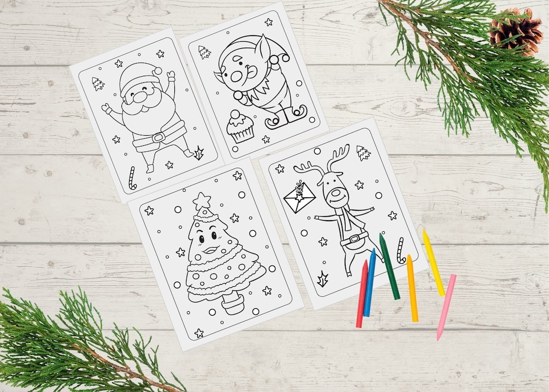 Christmas DIY Coloring Card Set / Blank Note Cards / Folded Notecards ...