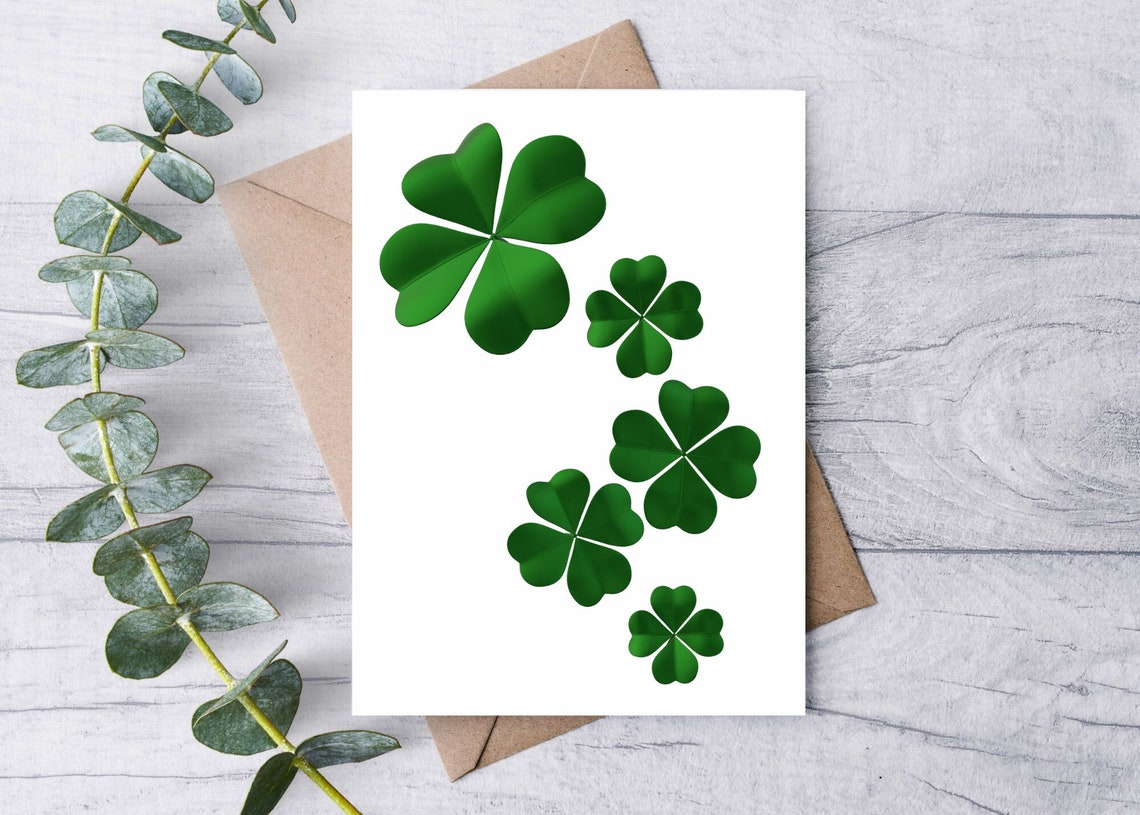 Shamrock Four Leaf Clover Card Set / Blank Note Cards / Folded - Etsy
