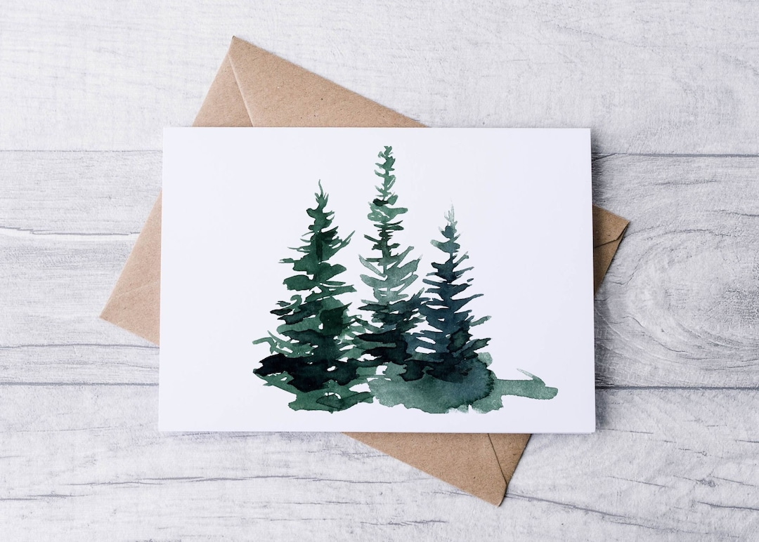 Evergreen Green Woodland Forest Card Set / Blank Note Cards / Folded ...