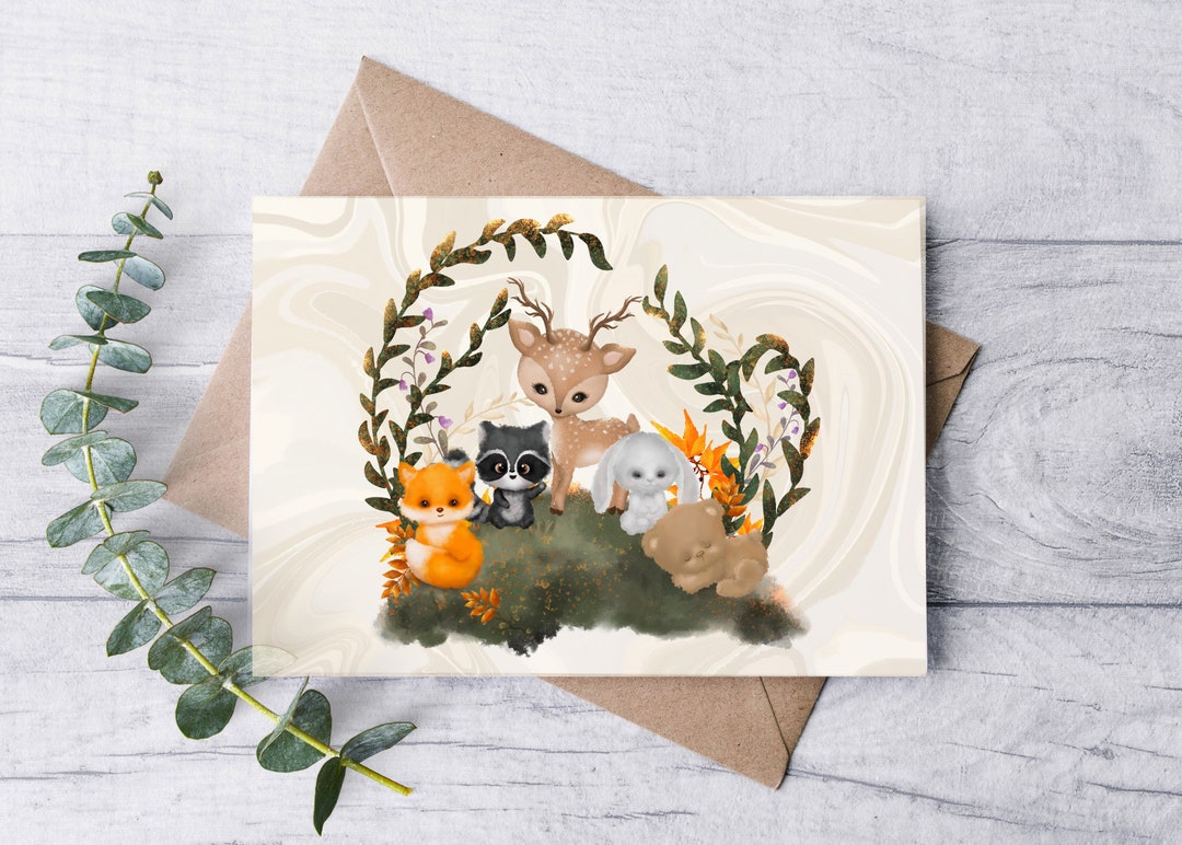 CUTE WILDLIFE Thank You Card Set / Blank Note Cards / Folded Note Cards ...