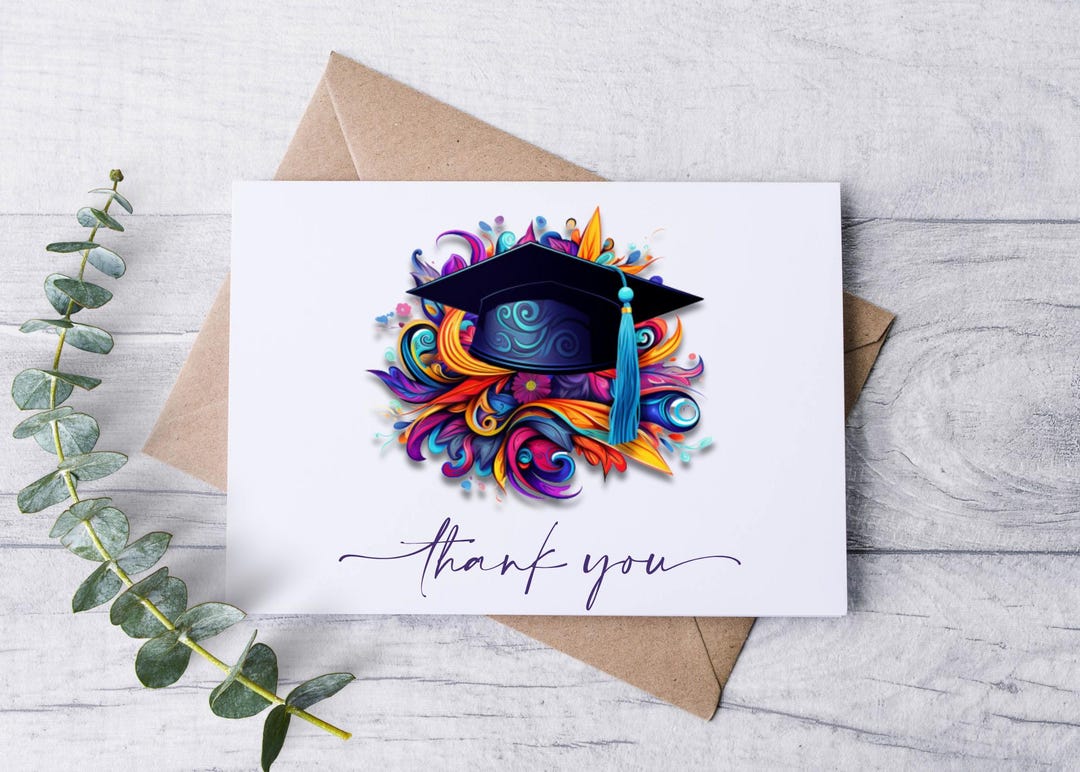 Colorful Splash Graduation Cap Card Set | Luxury Textured Linen ...