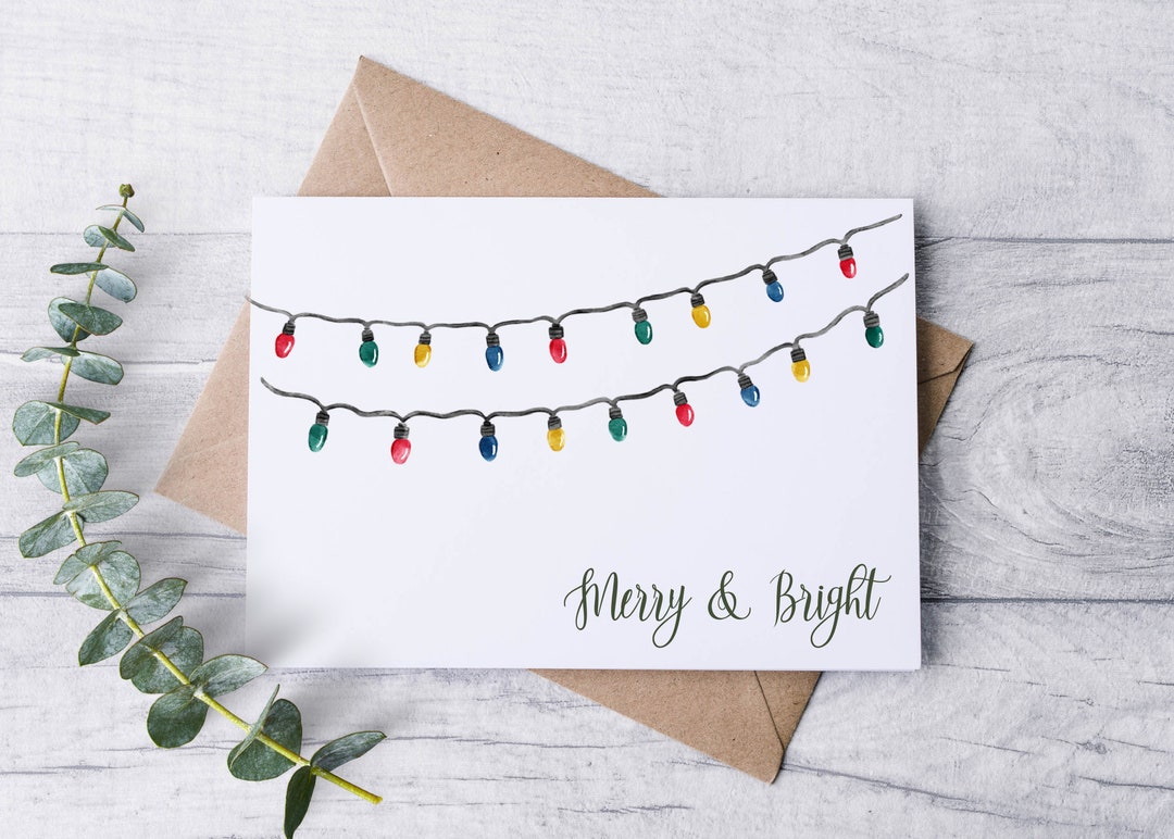 Christmas Lights Holiday Cards Holiday Card Set / Luxury Linen Textured ...