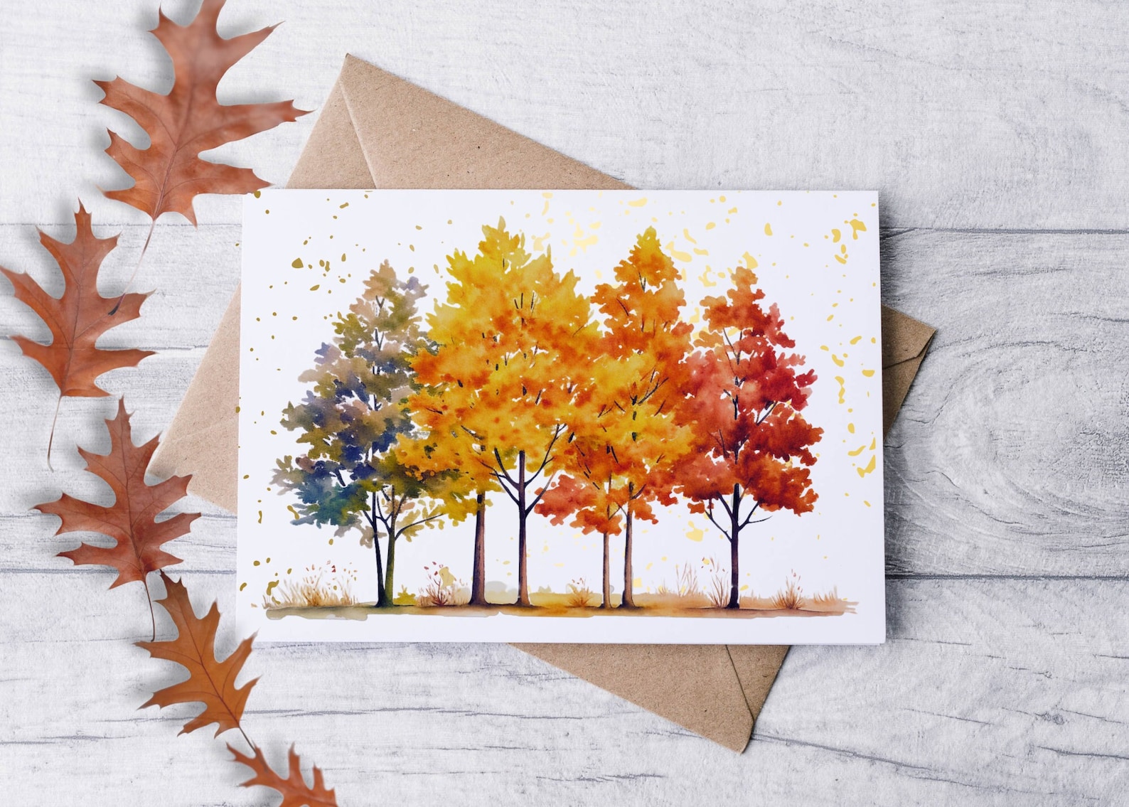 Autumn Fall Cards Thanksgiving / Luxury Linen Textured Card / Blank ...