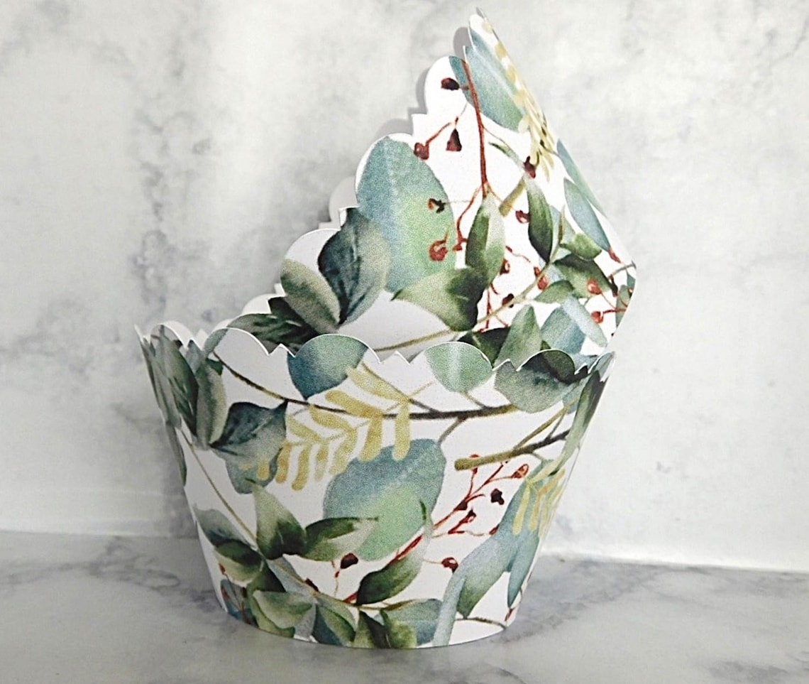 EUCALYPTUS Sage Green Cupcake Wrappers Scalloped Edge Smooth - Etsy