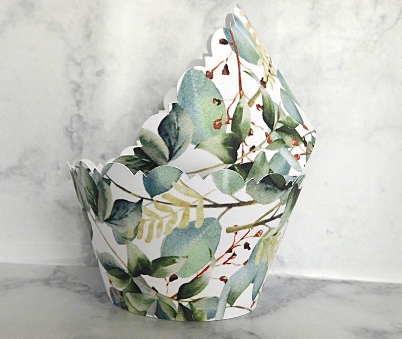 EUCALYPTUS Sage Green Cupcake Wrappers Scalloped Edge Smooth Finish ...