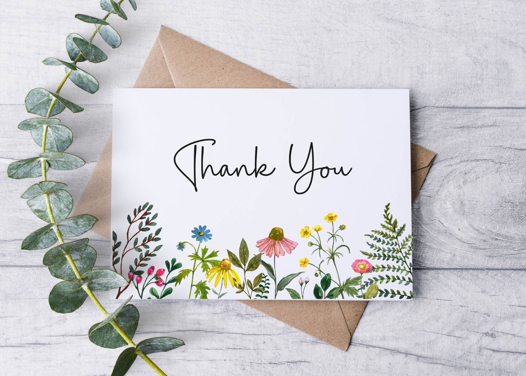 WILDFLOWER Thank You Card Set / Blank Note Cards / Folded Note Cards ...
