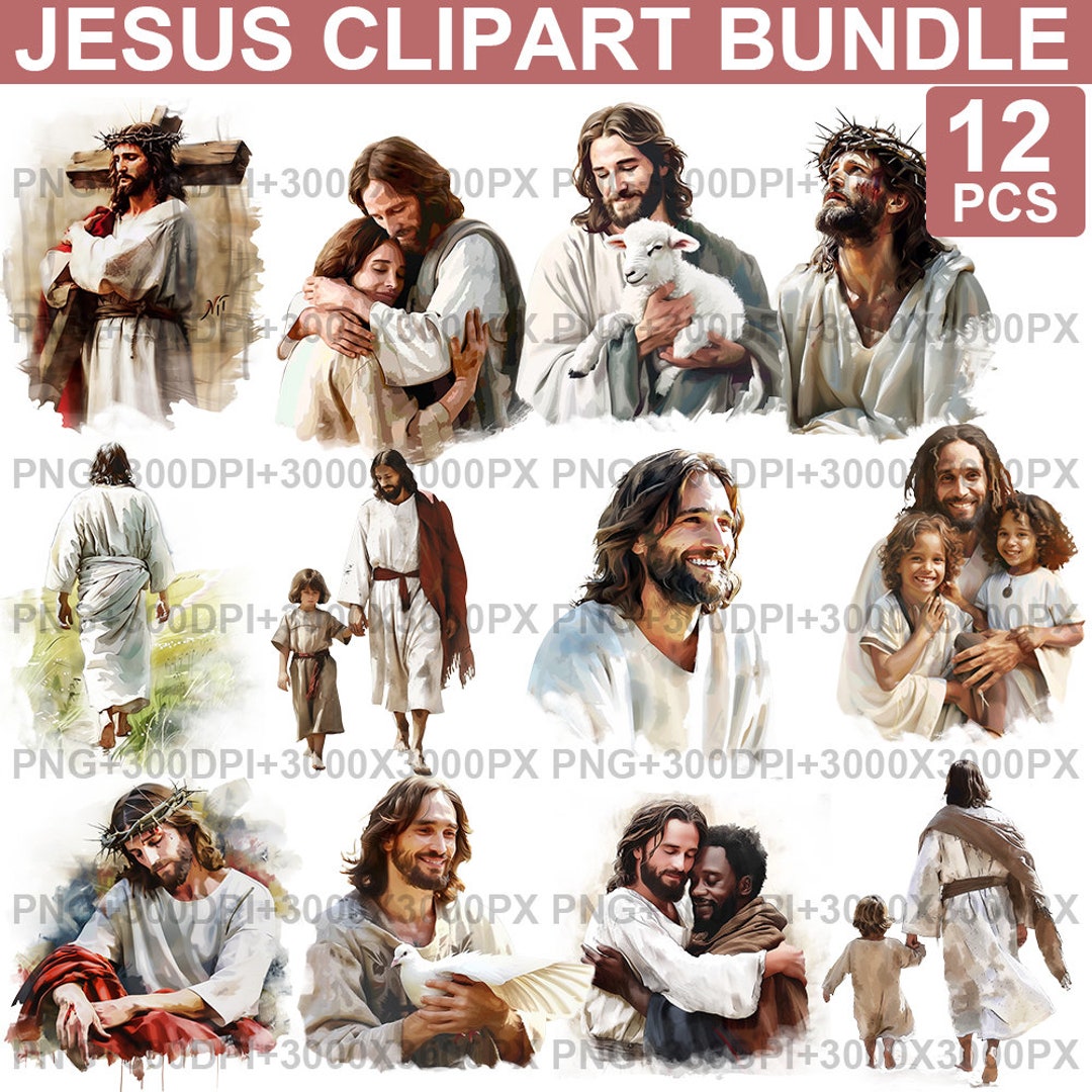 Jesus Clipart Bundle, Junk Journal, Digital Bible Scenery PNG, Jesus ...