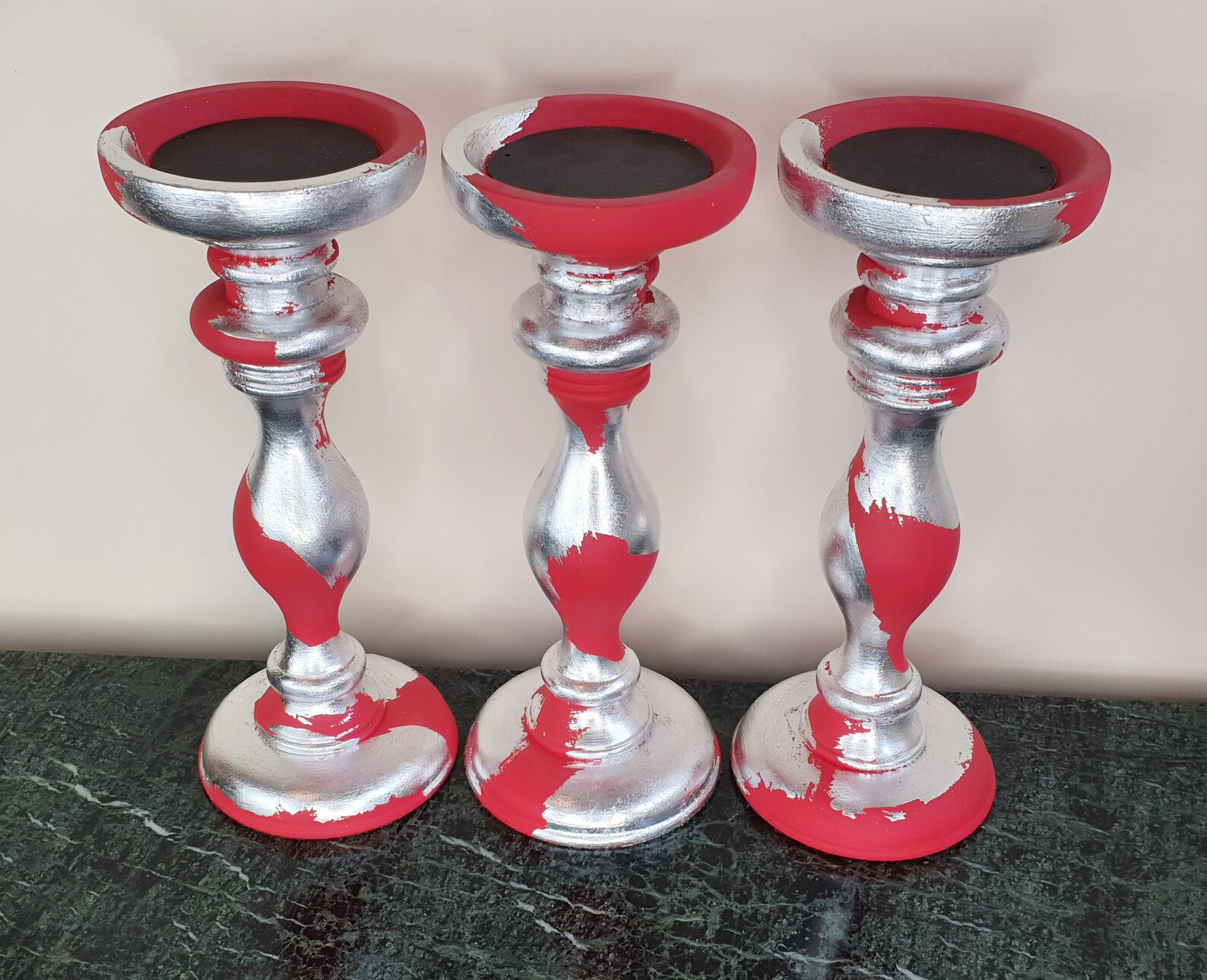 Chunky Wooden Candlesticks Solid Wood Dining Table | Etsy