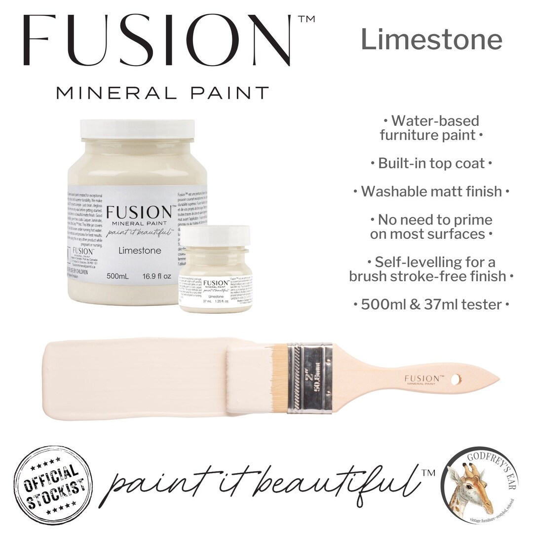 Fusion Mineral Paint LIMESTONE, Creamy White Furniture Paint, Water ...