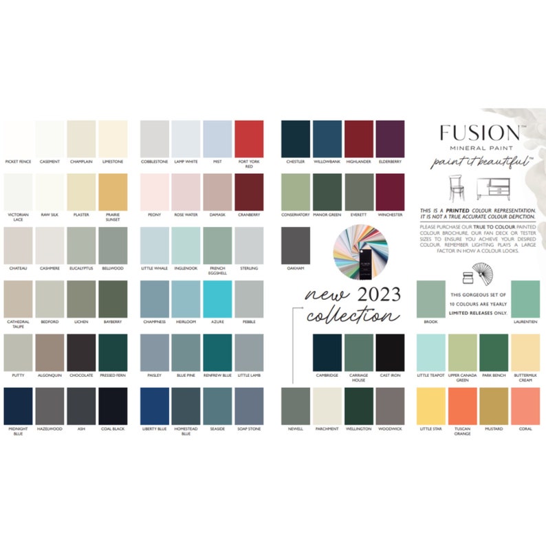 Fusion Mineral Paint Colour Chart and Preparation Guide, PRINTED ...