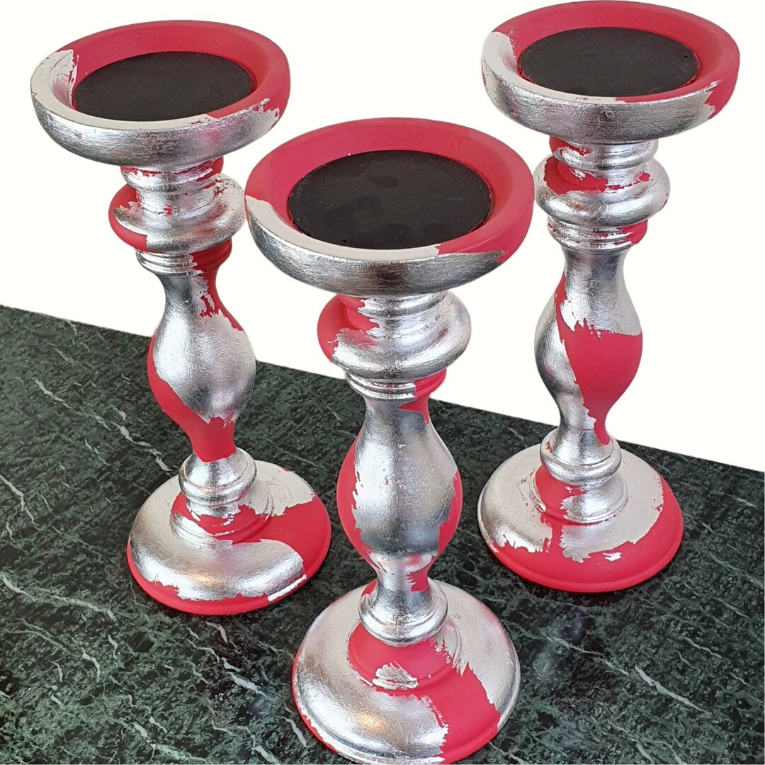 Chunky Wooden Candlesticks, Solid Wood, Dining Table Centrepiece ...
