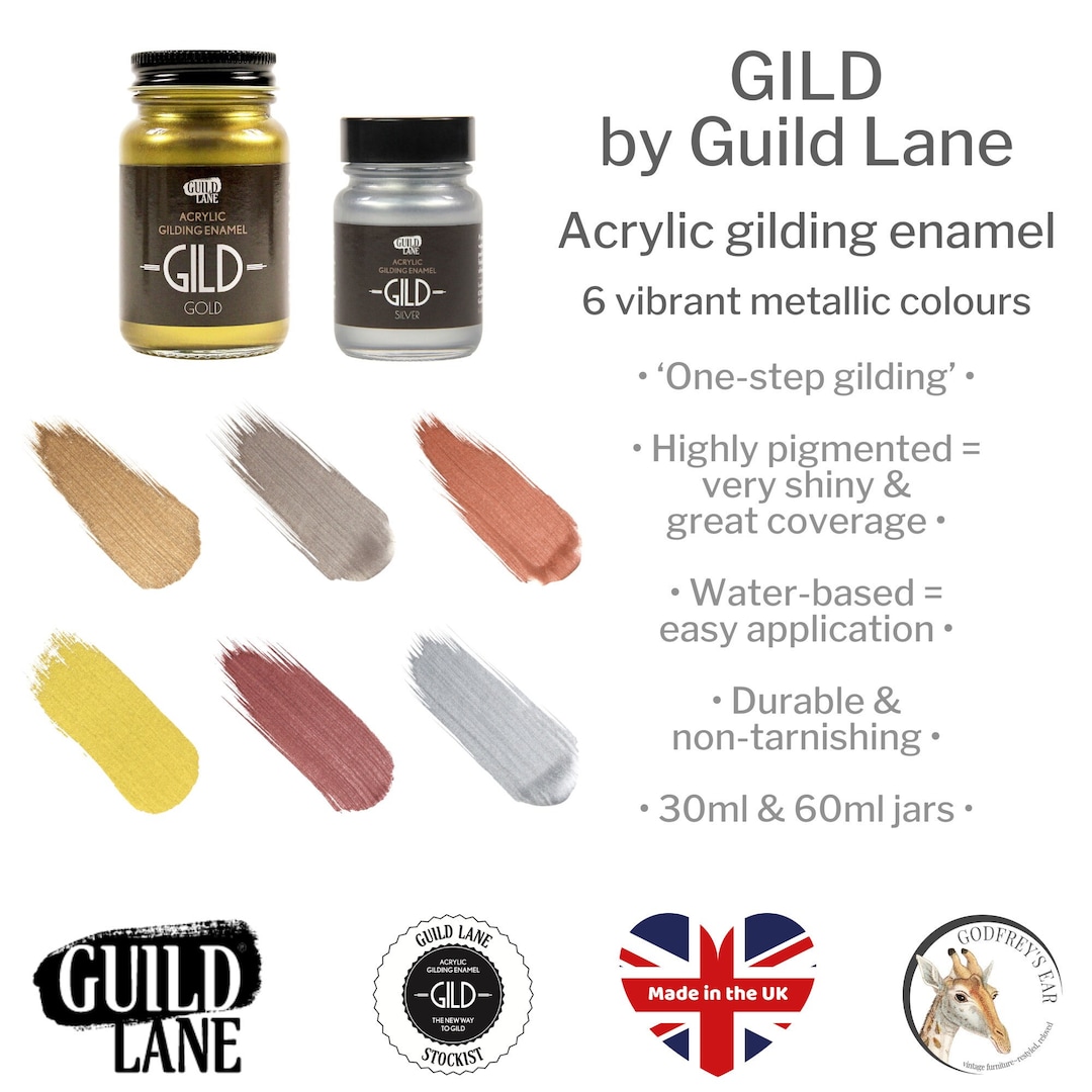 Guild Lane GILD Acrylic Gilding Enamel Paint, Six Water-based Colours ...