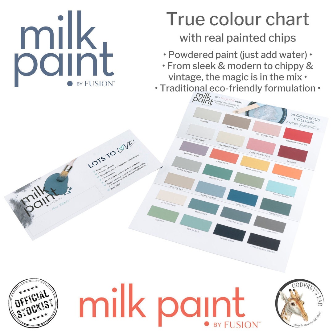 Fusion Milk Paint Real Colour Chip Colour Chart, 28 Stunning Colours ...