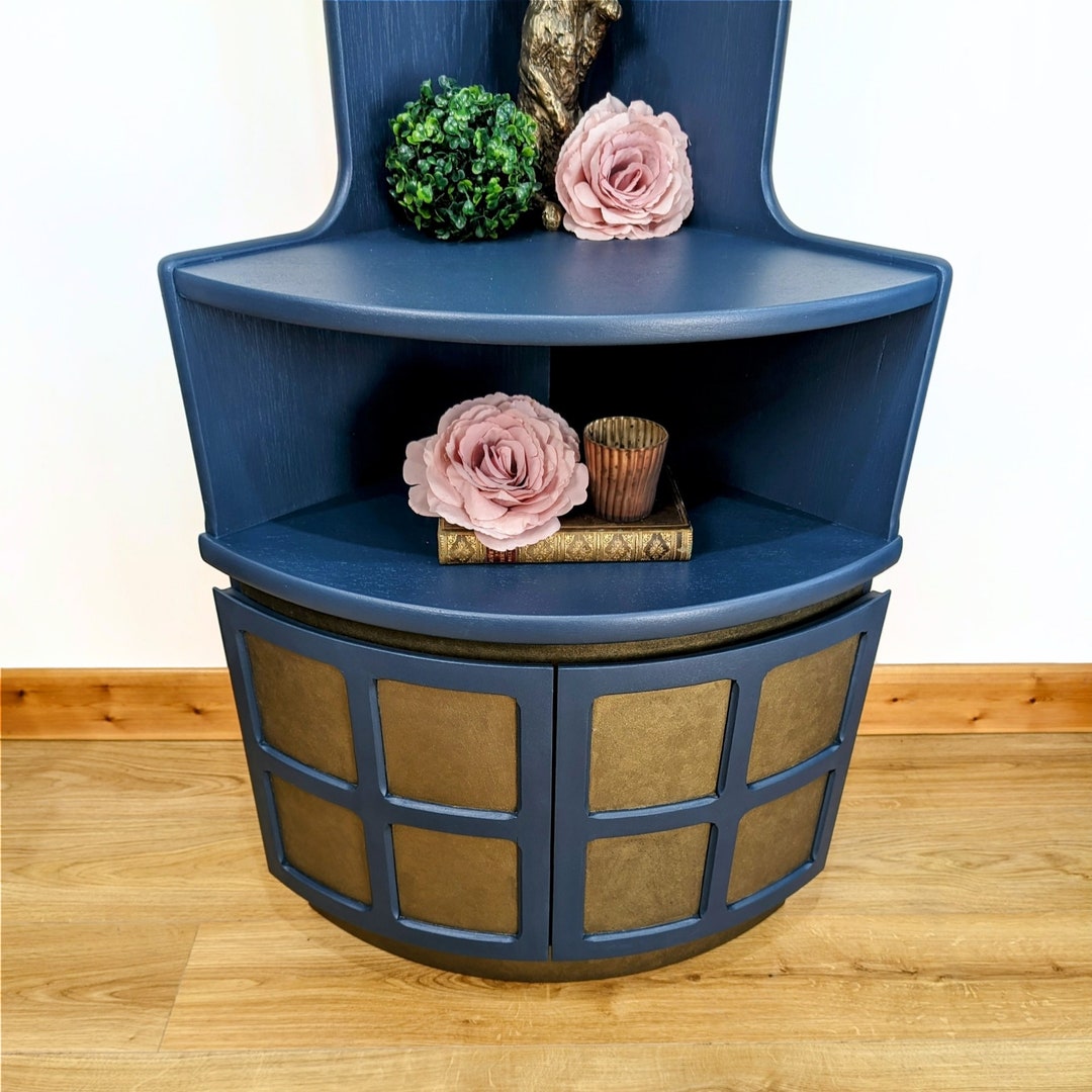 NATHAN CORNER UNIT, Cocktail Cabinet, Nathan Teak Squares, Dark Blue ...