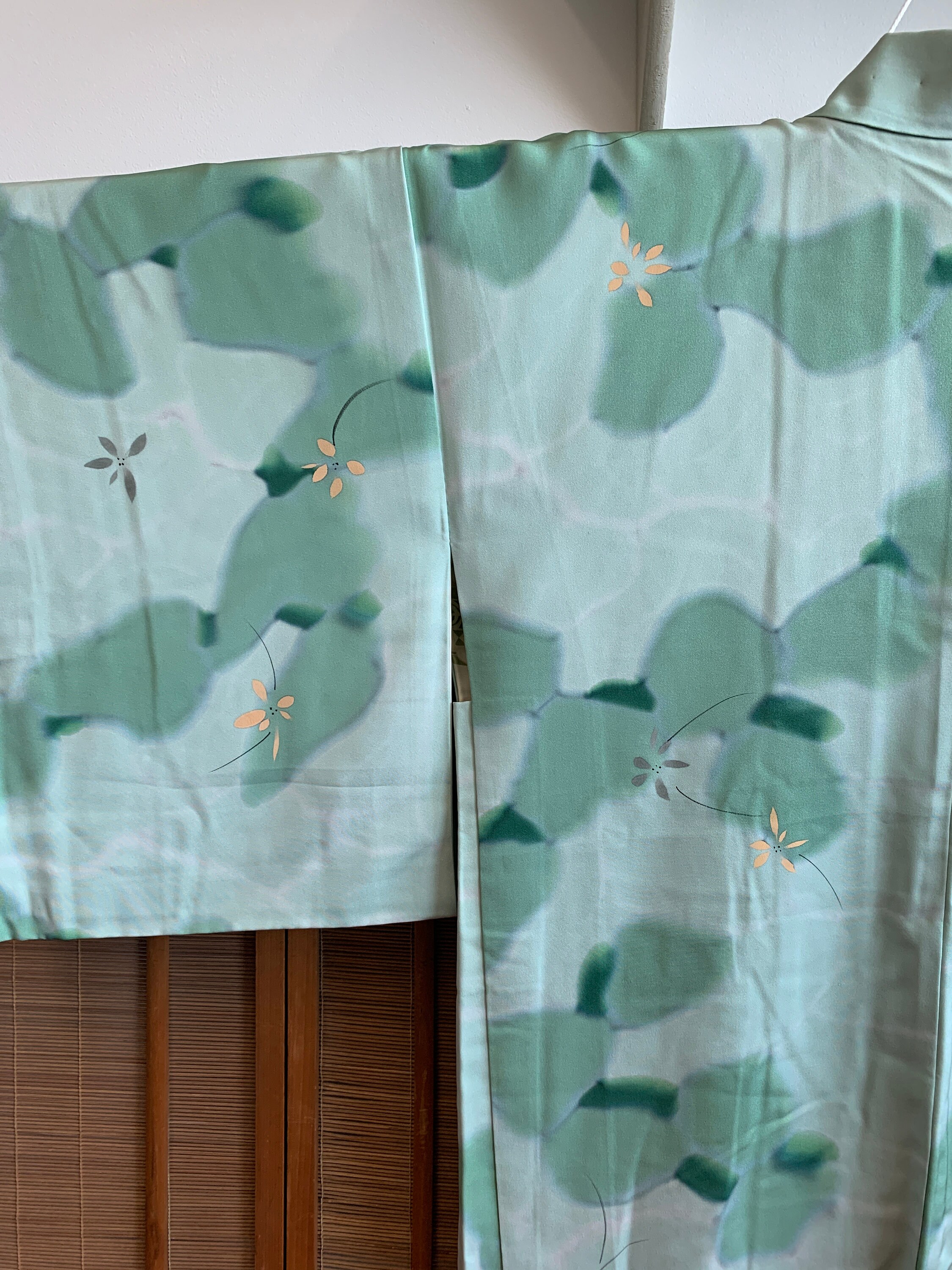 Blue Green Vintage Haori Jacket With Abstract Water Lily Pad - Etsy