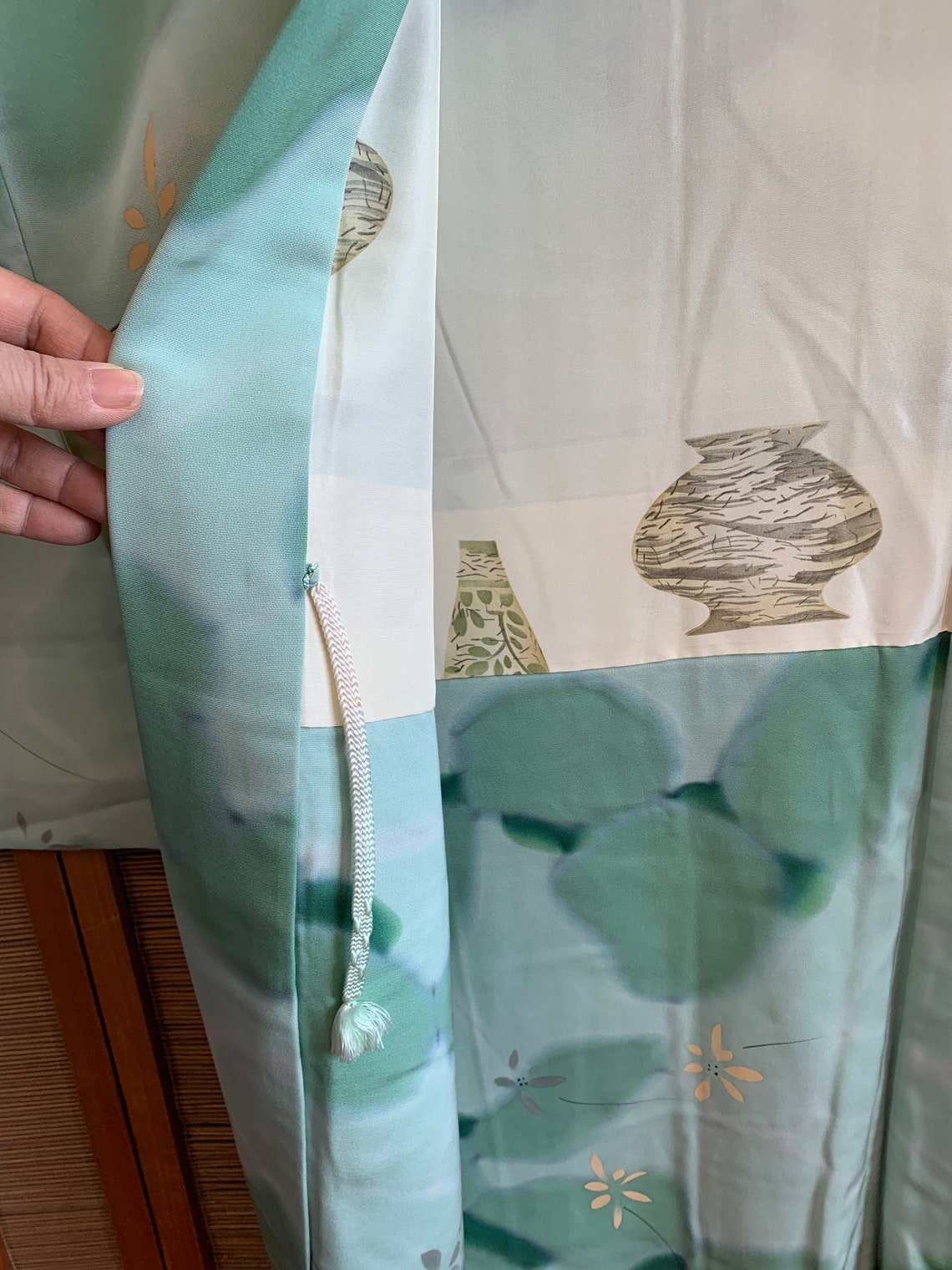 Blue Green Vintage Haori Jacket With Abstract Water Lily Pad - Etsy