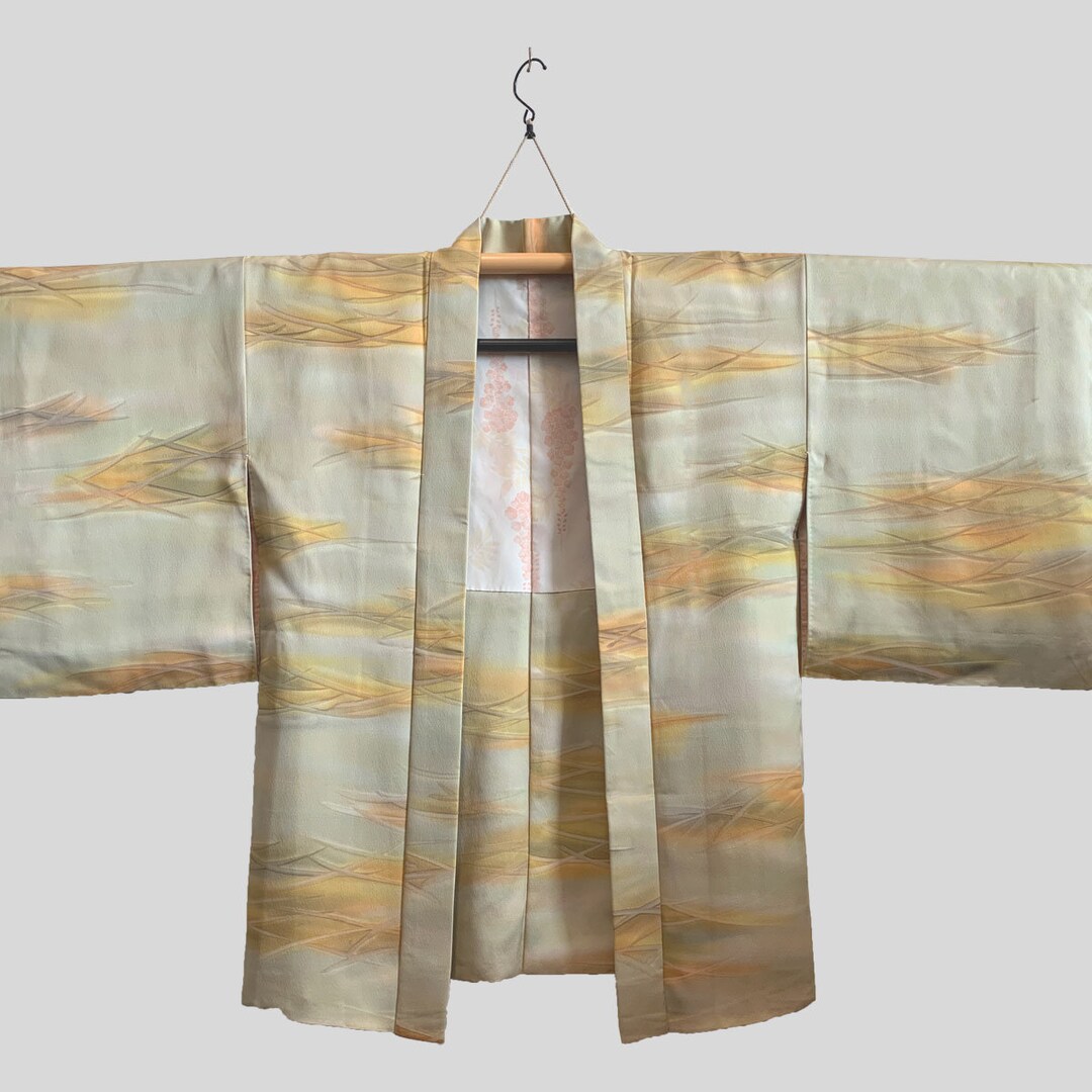 Vintage Yellow Silk Haori With Bamboo Leaf Pattern - Etsy