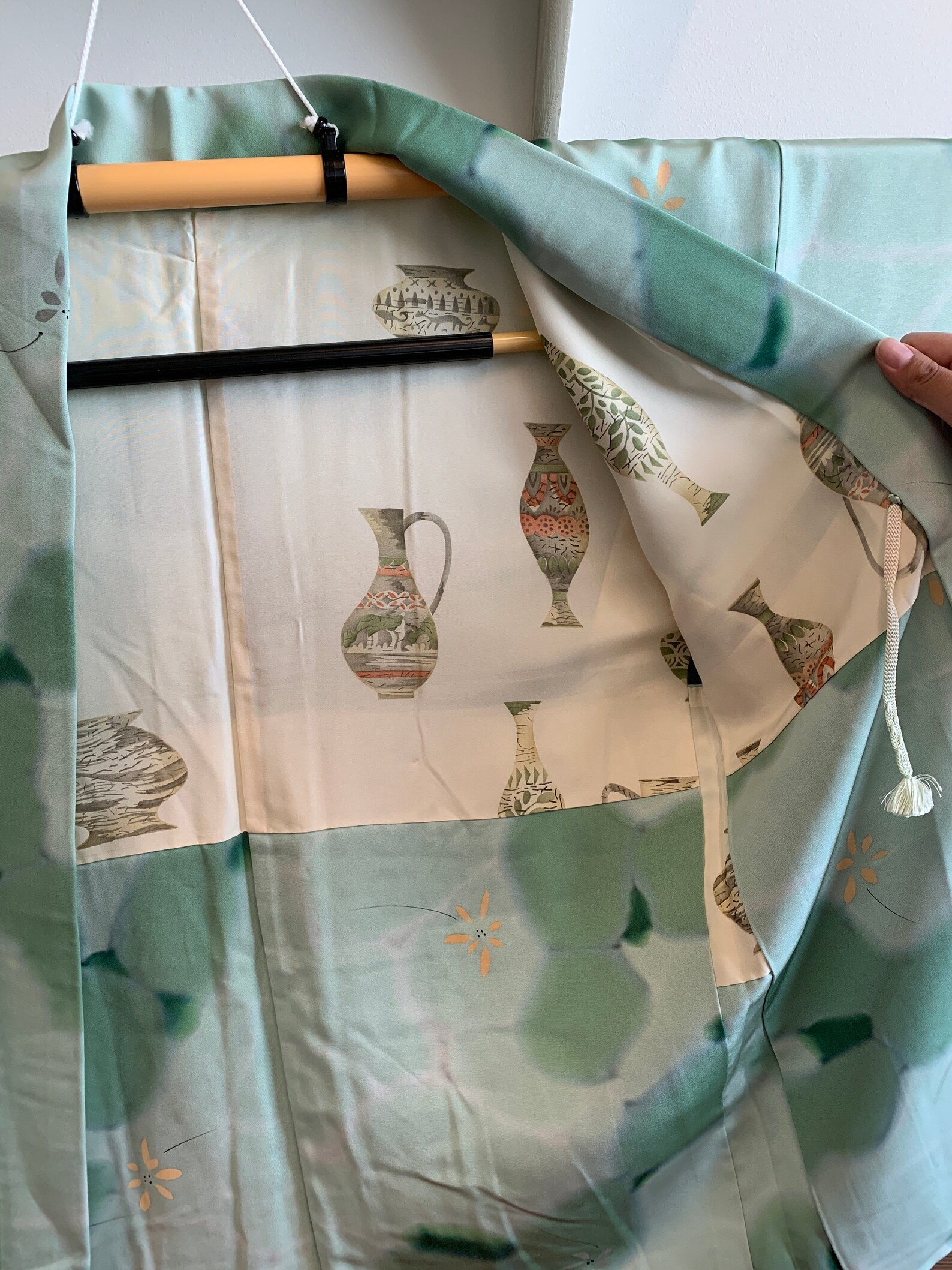 Blue Green Vintage Haori Jacket With Abstract Water Lily Pad - Etsy