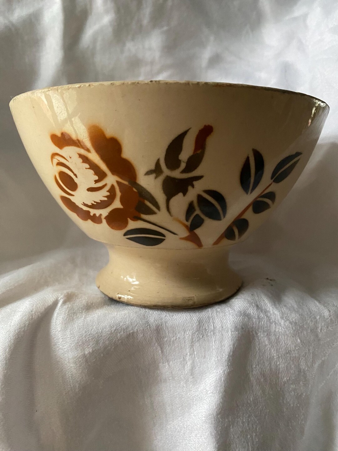 Café Au Lait Bowl Vintage Stencil Hand Painted Kitchen Decor - Etsy