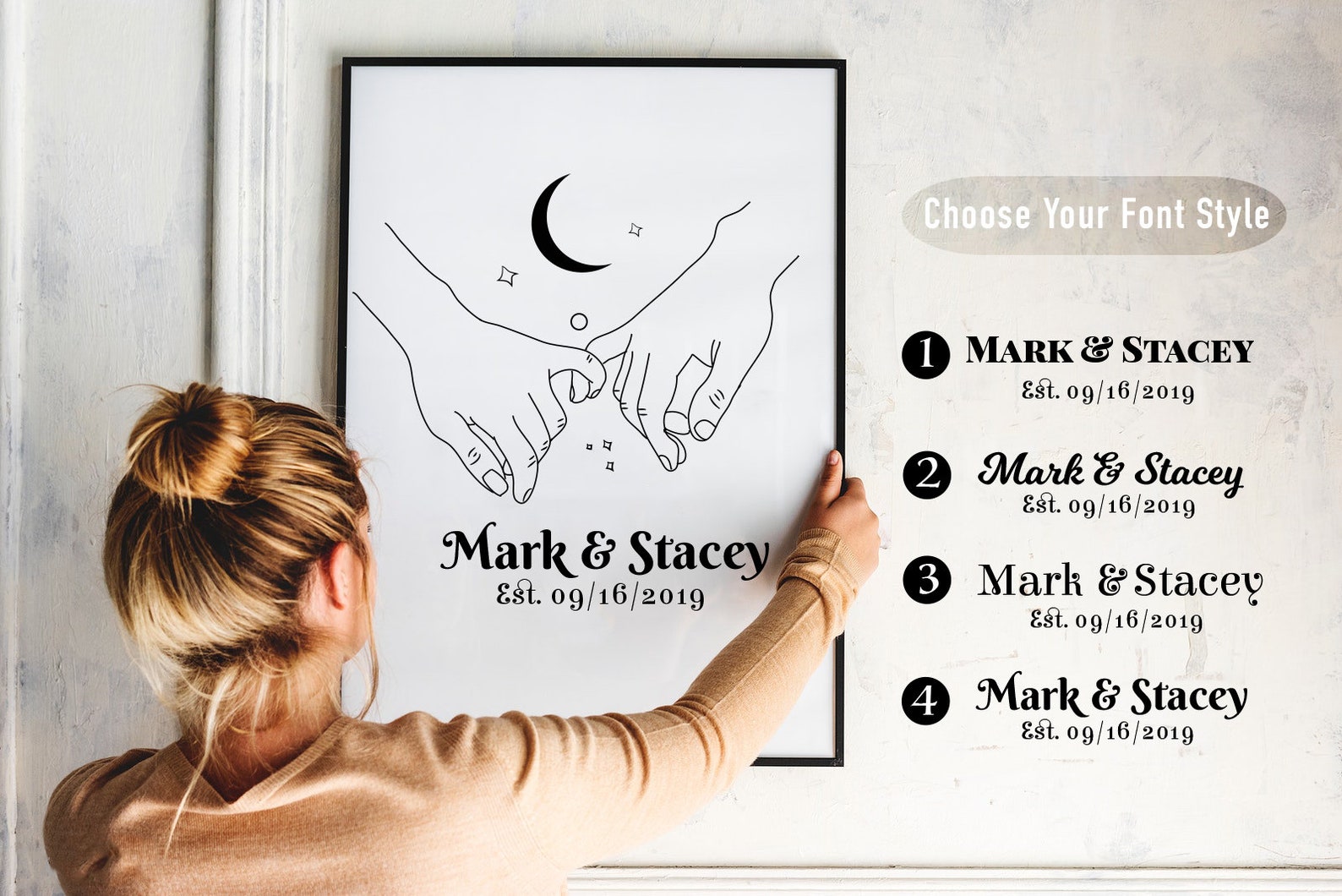 Custom Wedding Gift Couple Personalized Gift Pinky Promise Art Gift for ...