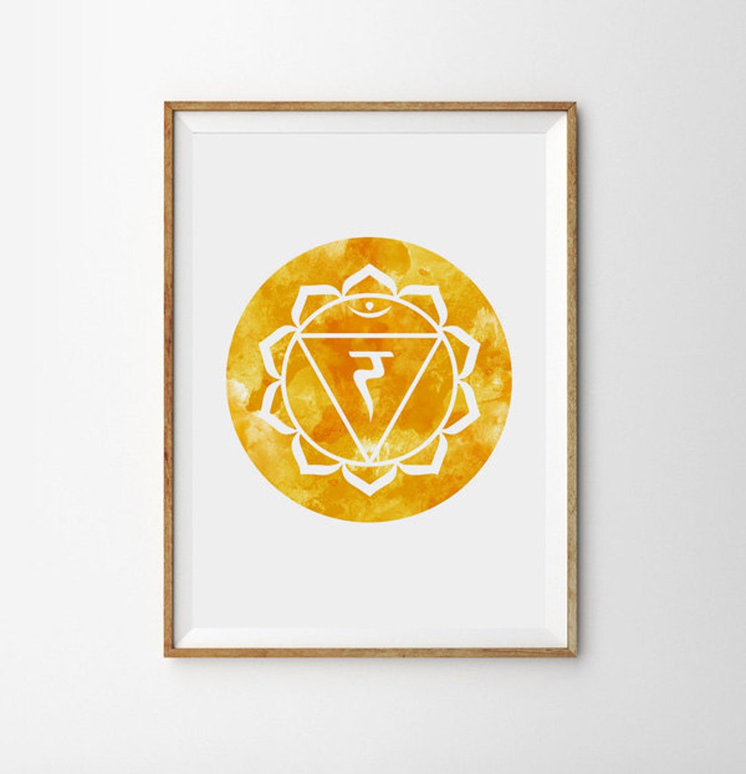Solar Plexus Chakra Art, Seed Mantra Art Yoga Print Meditation Art Boho ...