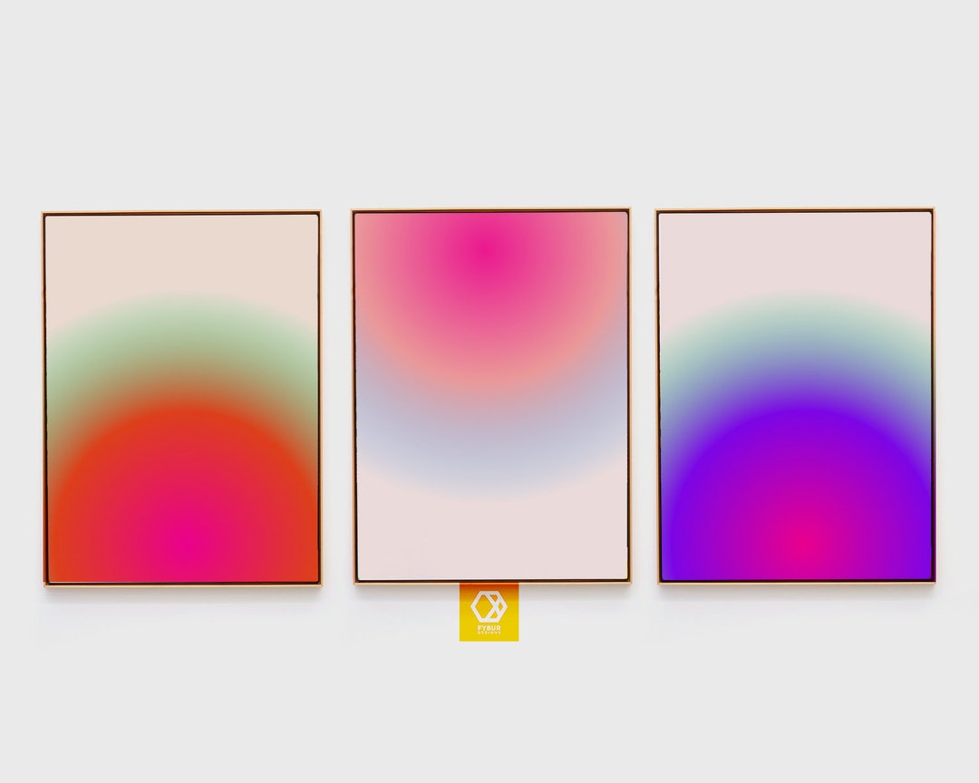 Aura Art Gradient Prints Set of 3 Summer Abstract Color Gradient ...